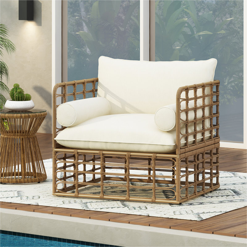 Bayou Breeze 2 Piece Rattan Accent Chair Set With Side Table Open Weave Boho Design Perfect For Stylish Seating In Living Room Sunroom Or Patio Relaxation Wayfair